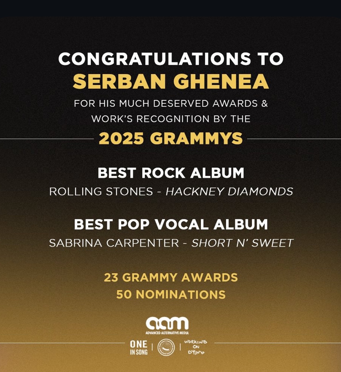 2025 Grammy Wins - Mixed by SERBAN GHENEA